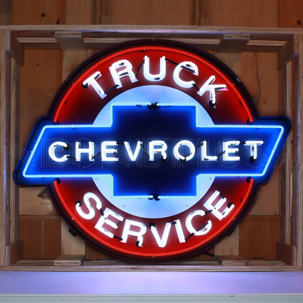 Chevy Truck Service Neon Sign In Shaped Steel Can – Ultra Bright Lightz