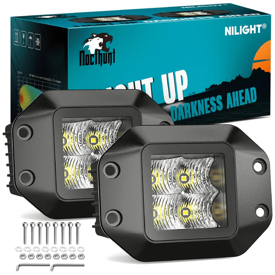 Nilight 4.7inch 4LED Recessed Work Light (2pcs) – Ultra Bright Lightz